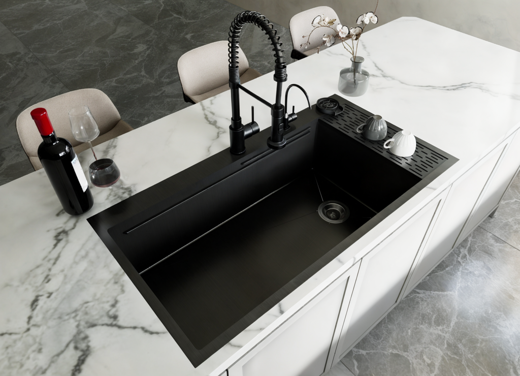 CozyBlock EmboPress Series Topmount Workstation Kitchen Sink - Premium ...