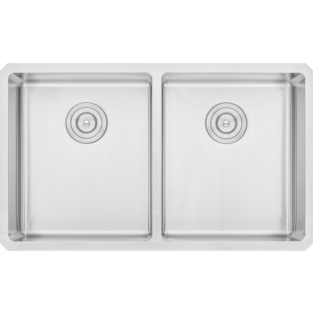 Undermount 16 Gauge Stainless Steel Double Bowl Kitchen Sink with 15mm ...