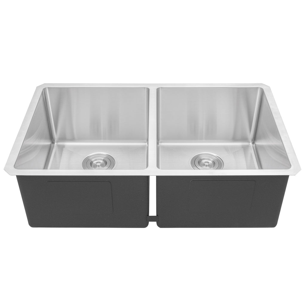 Undermount 16 Gauge Stainless Steel Double Bowl Kitchen Sink with 15mm ...
