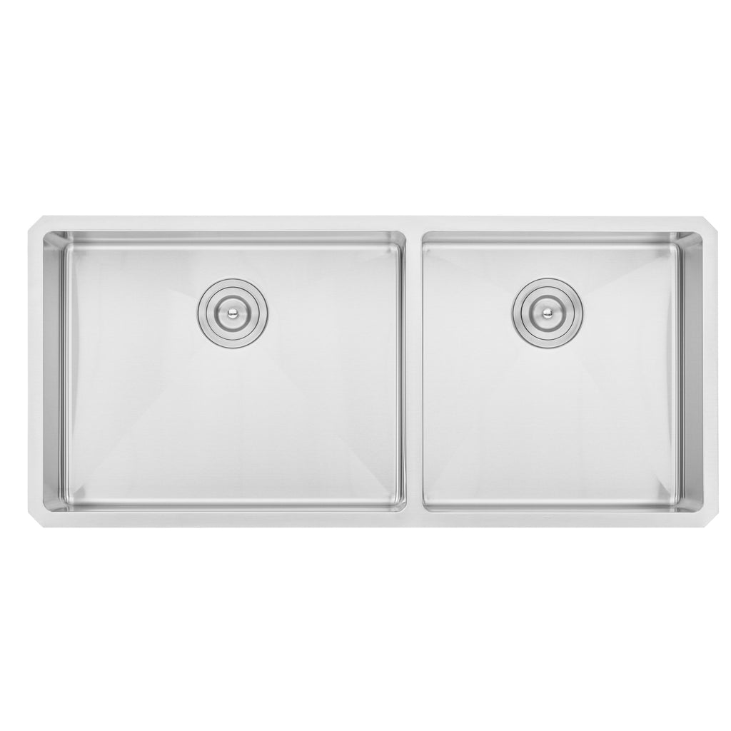 Undermount 16 Gauge Stainless Steel Double Bowl Kitchen Sink with 15mm ...