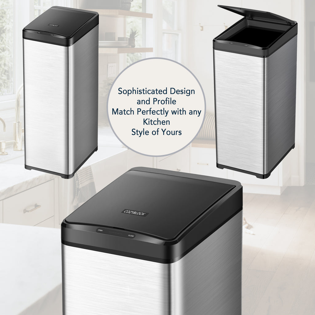 CozyBlock 13 Gallon 50L Slim Automatic Trash Can for Kitchen, Touchles ...